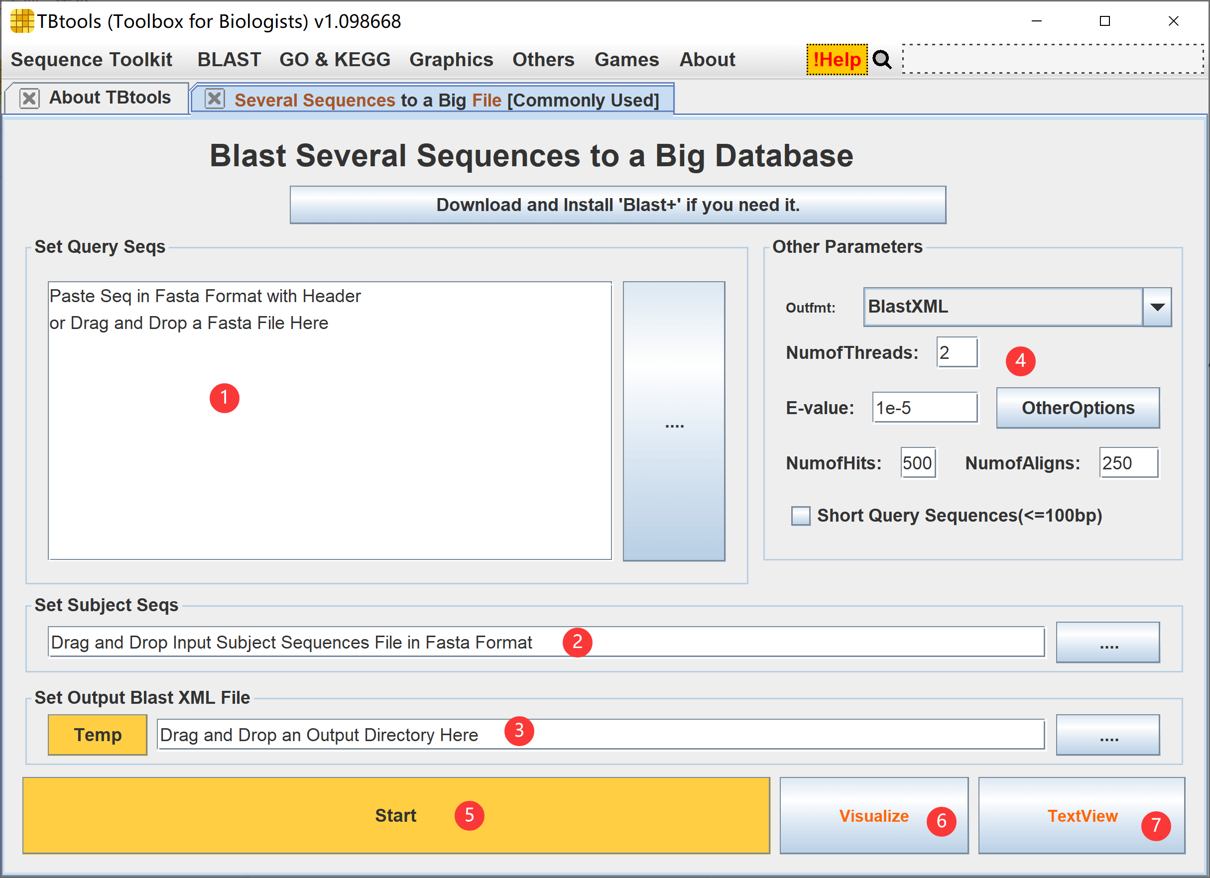 BLAST GUI Wrapper Several Sequences To A Big File Commonly Used TBtools Cookbook 