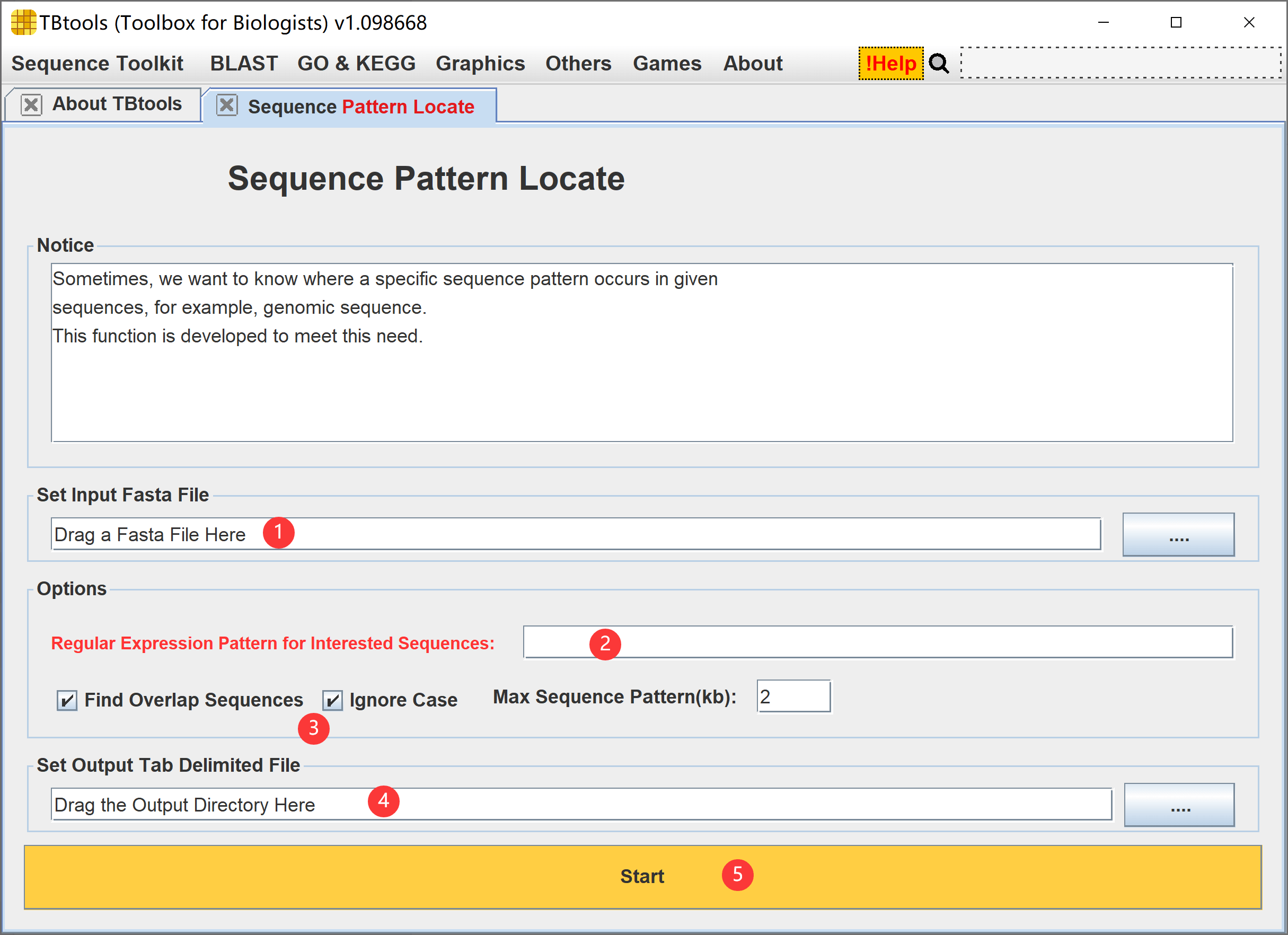 Fasta Tools Sequence Pattern Locate TBtools Cookbook TBtools 