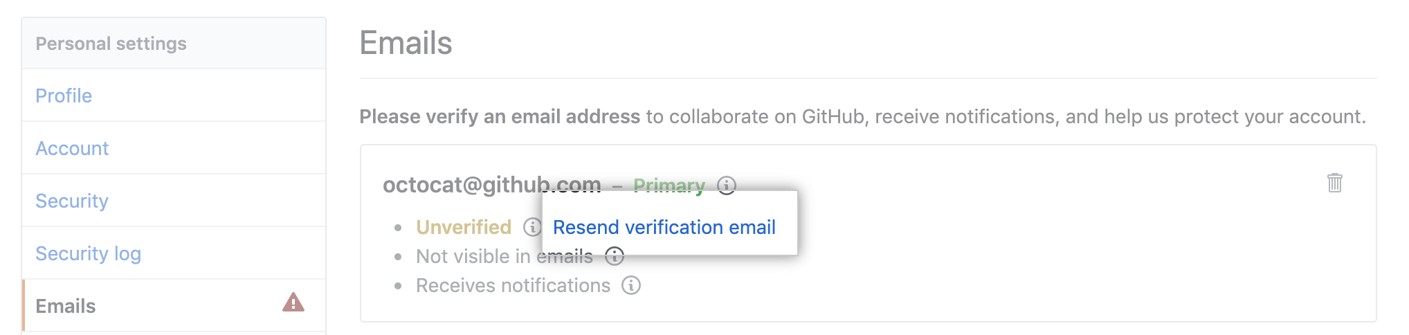 Verifying your email address 验证您的电子邮件地址 - 《Github 帮助文档中文翻译》 - 极客文档