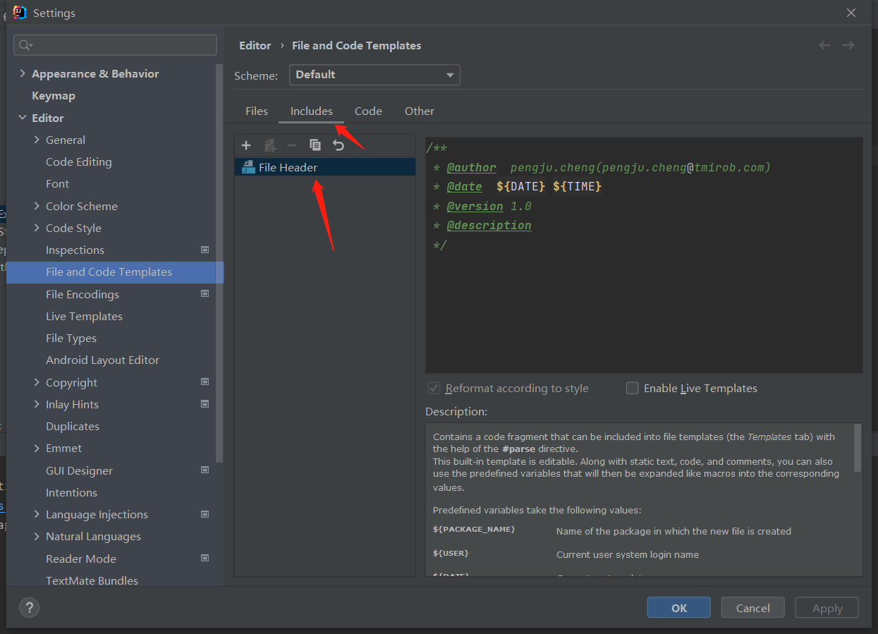 IDEA - Idea设置自动添加类头 - 《java》 - 极客文档